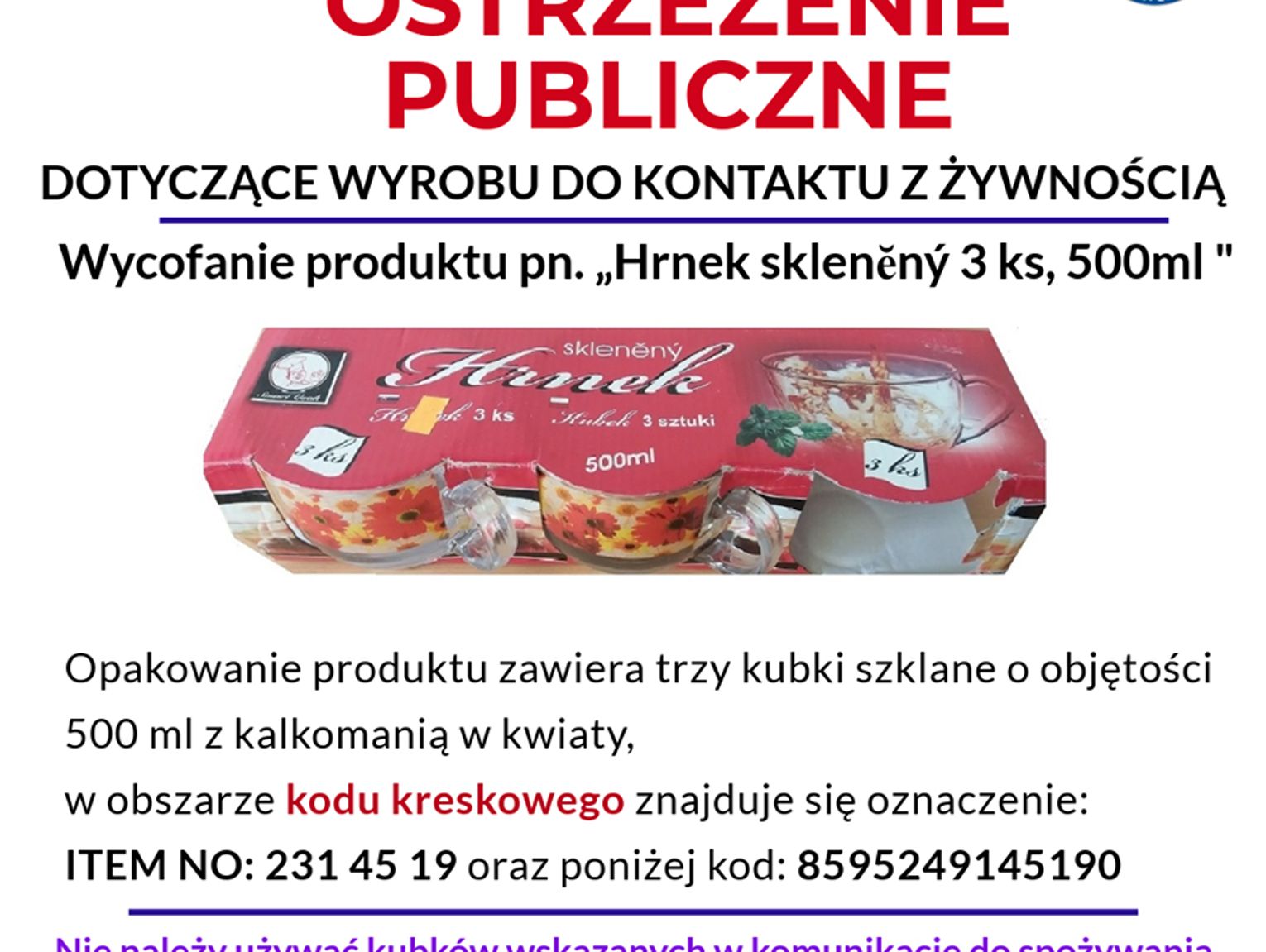 Uwaga, te kubki nie mogą się zetknąć z żywnością! Uwaga, te kubki nie mogą się zetknąć z żywnością!